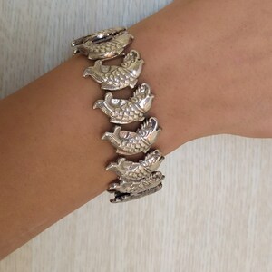 925 Sterling Silver Fish Link Bracelet/all Around Silver Fish Bracelet ...