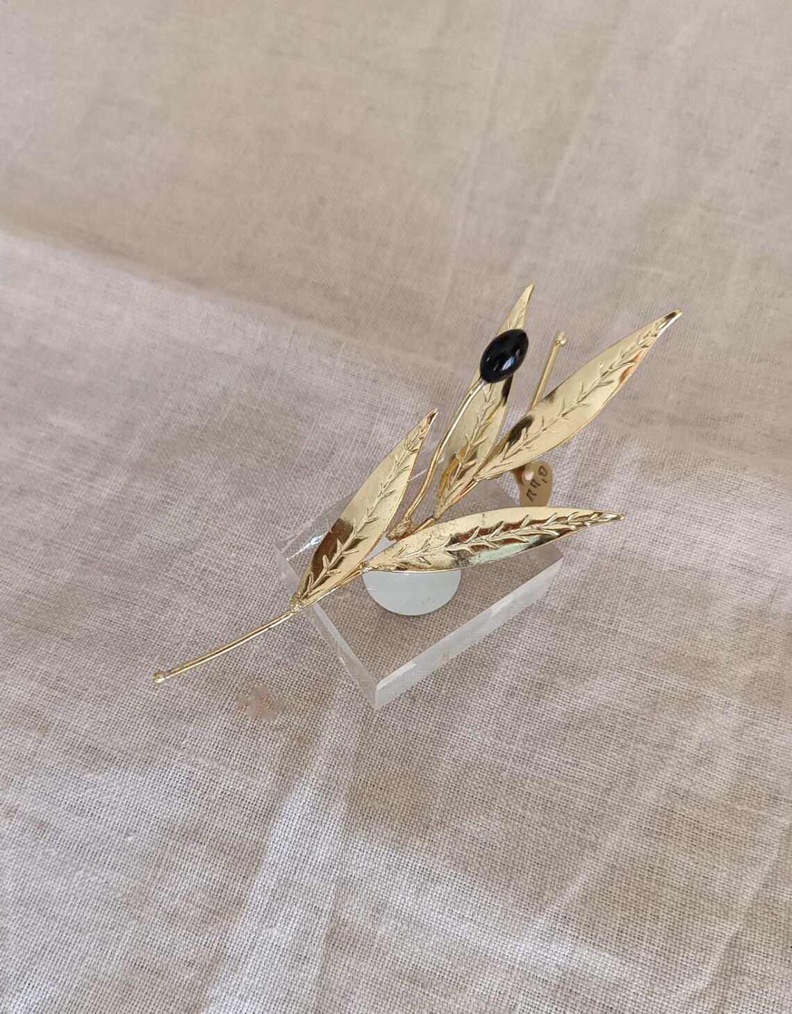 Decorative Olive Branch on Plexiglass Base/handmade 24K Gold Plated ...