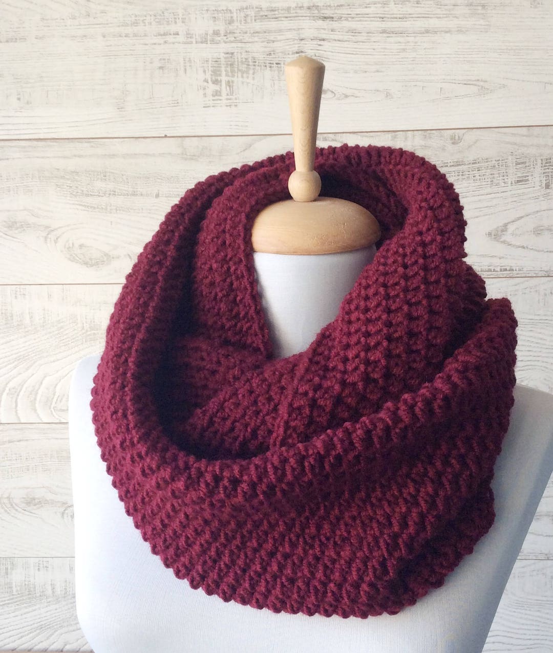 Wool Knit Infinity Scarf Scarf Chunky Knit Scarf Circle Winter Scarf ...