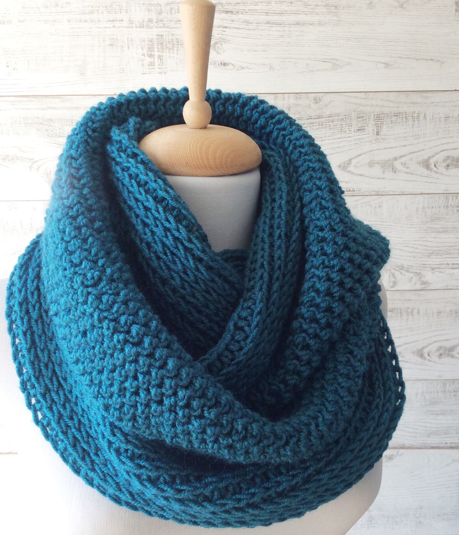 Infinity Winter Chunky Teal Scarf Knit Scarf Wool Infinity - Etsy