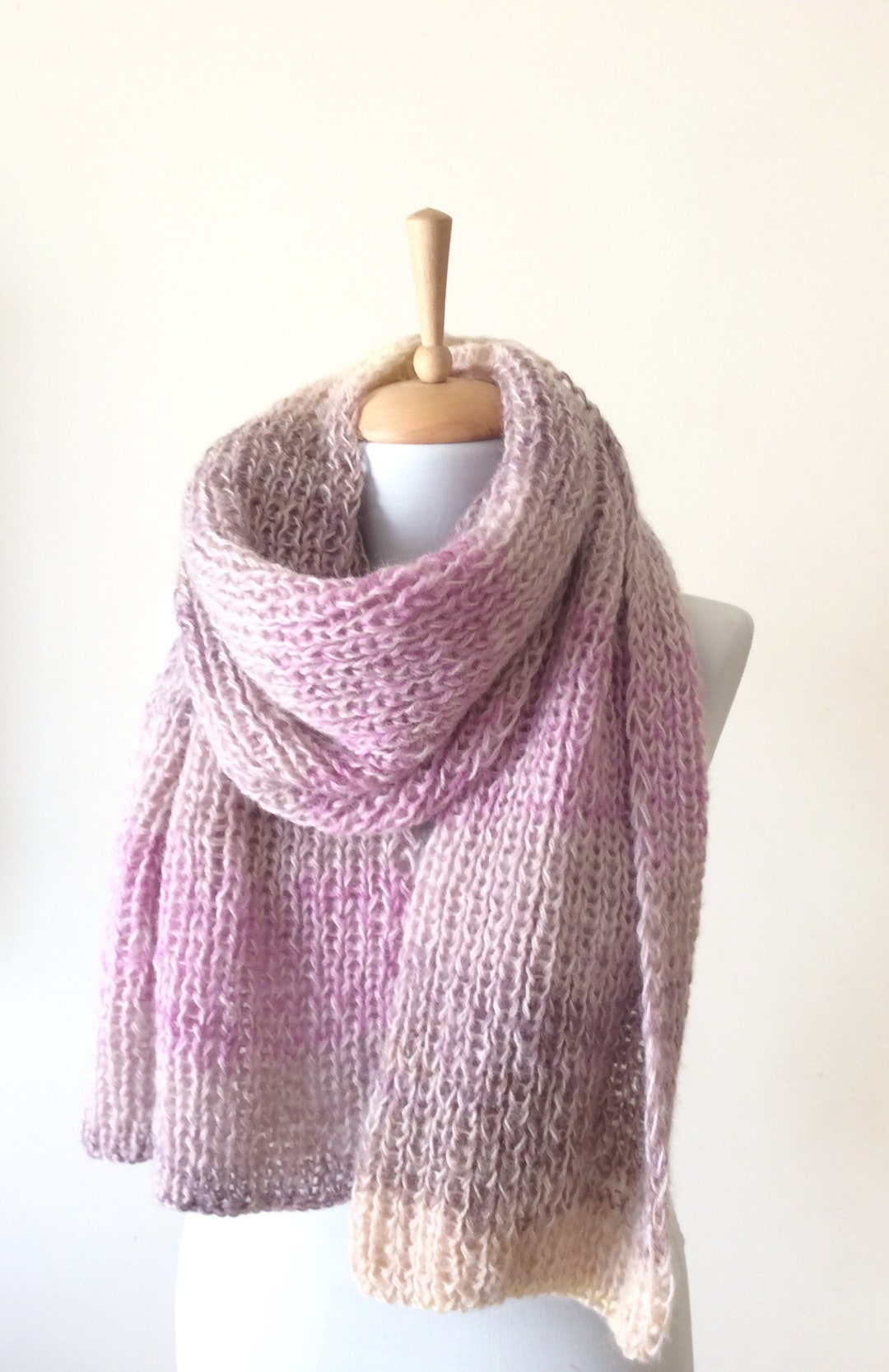 Hand Knit Angora Wool Scarf: Oversized Pastel Cowl - Etsy