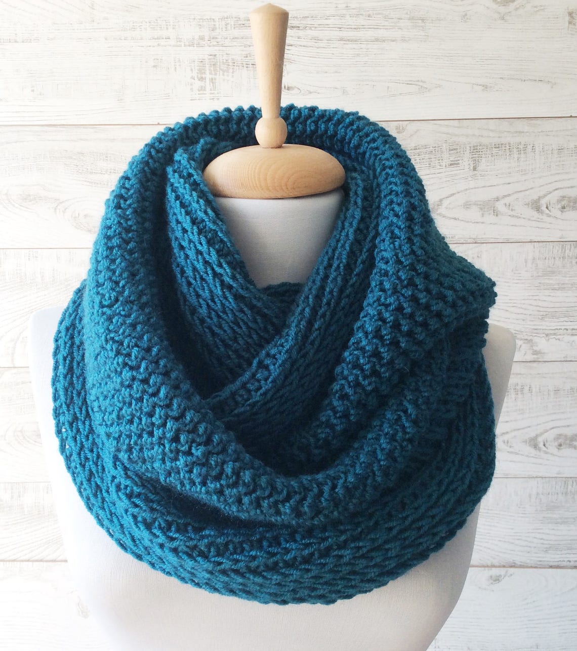 Infinity Winter Chunky Teal Scarf Knit Scarf Wool Infinity | Etsy