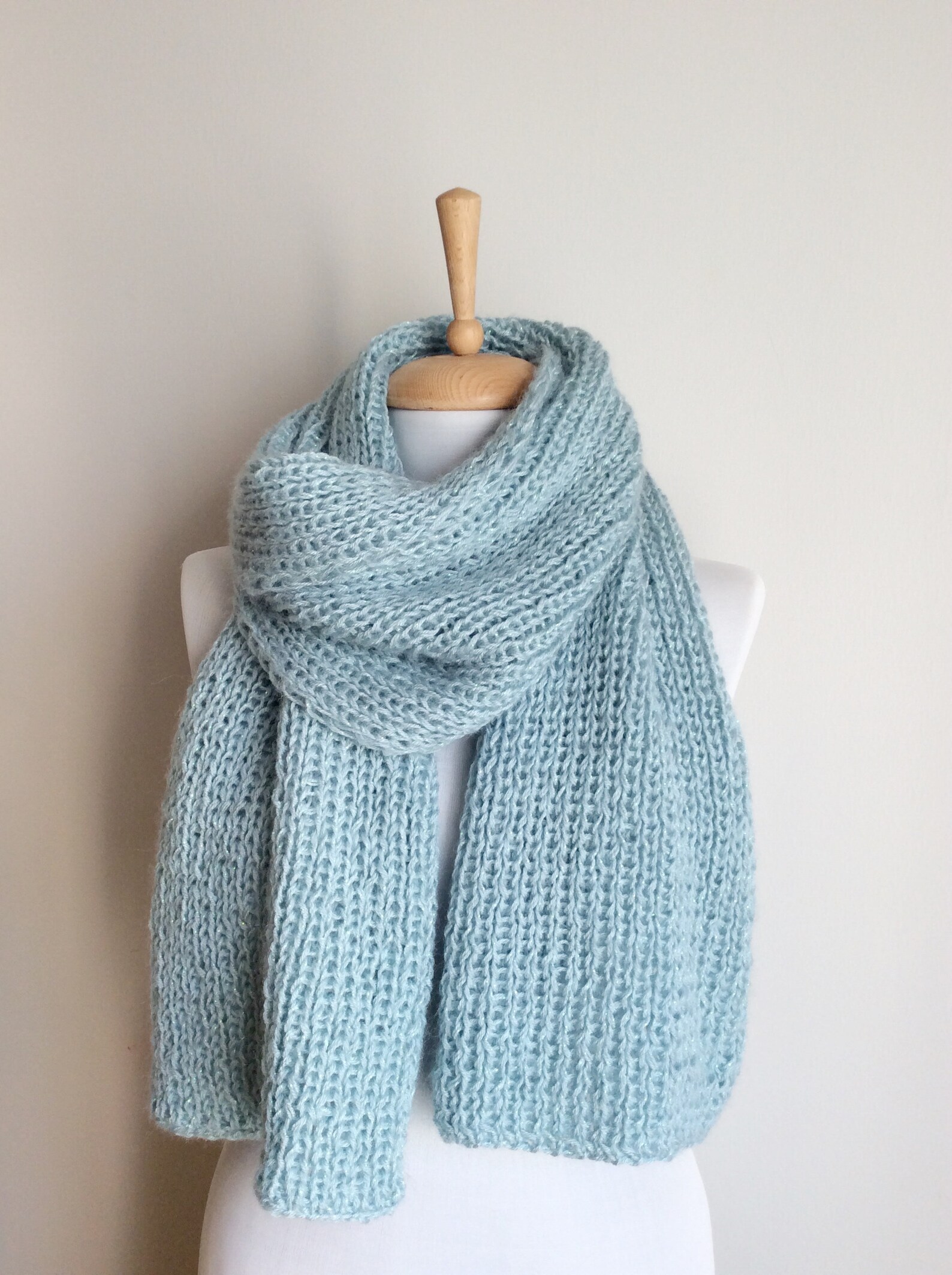 Angora Knit Scarf Warm Winter Scarf Light Blue Angora Wool - Etsy