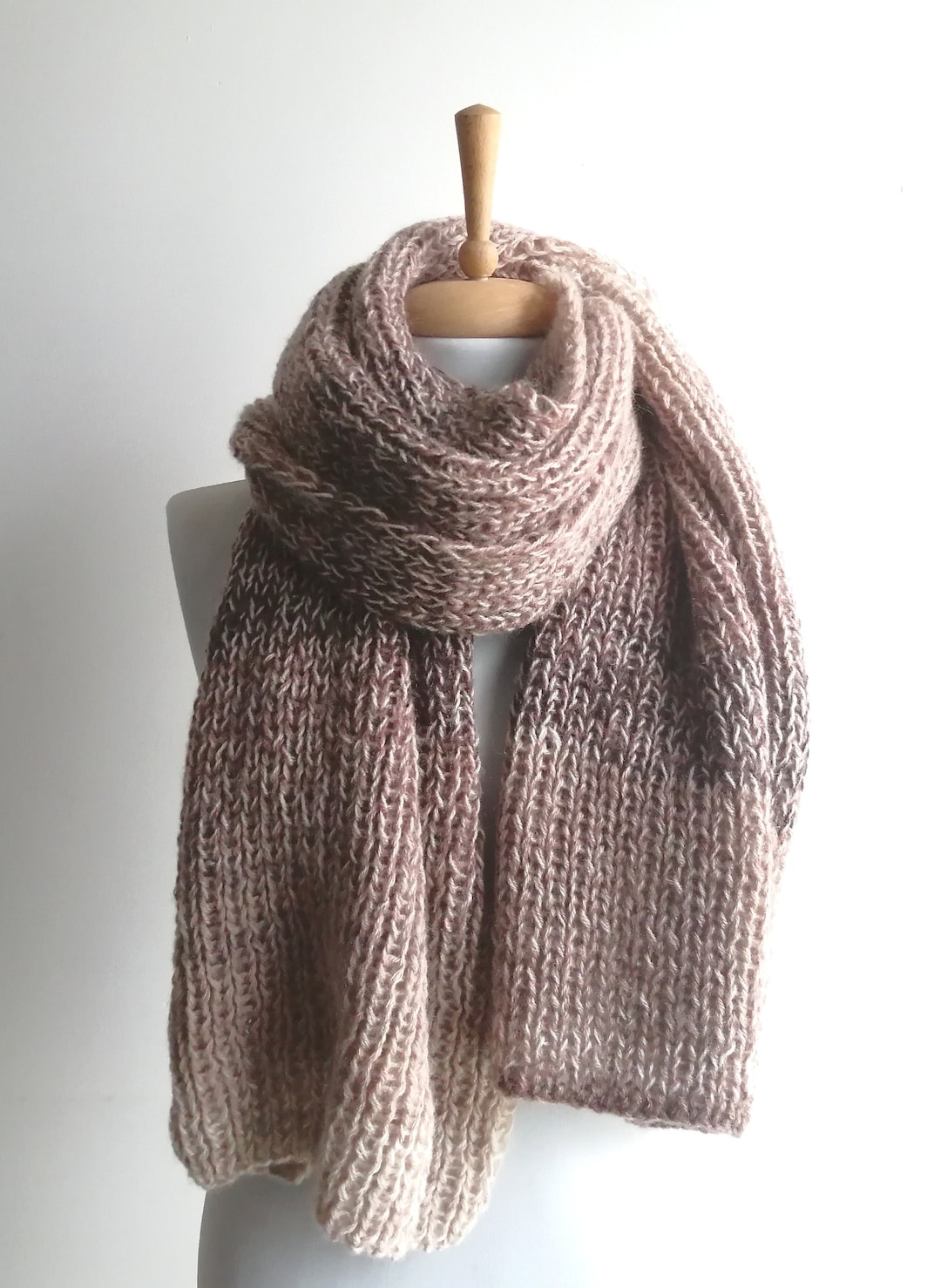 Angora Knit Scarf Warm Winter Scarf Light Brown Angora Wool Luxury Knit ...