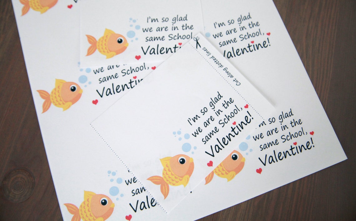 Printable School Fish Valentine's Day Tag - Printable Favor - Instant ...