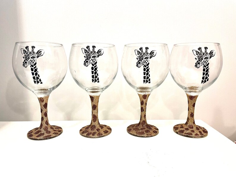 Giraffe Gin Glass Giraffe Wine Glass Animal Print Gin - Etsy
