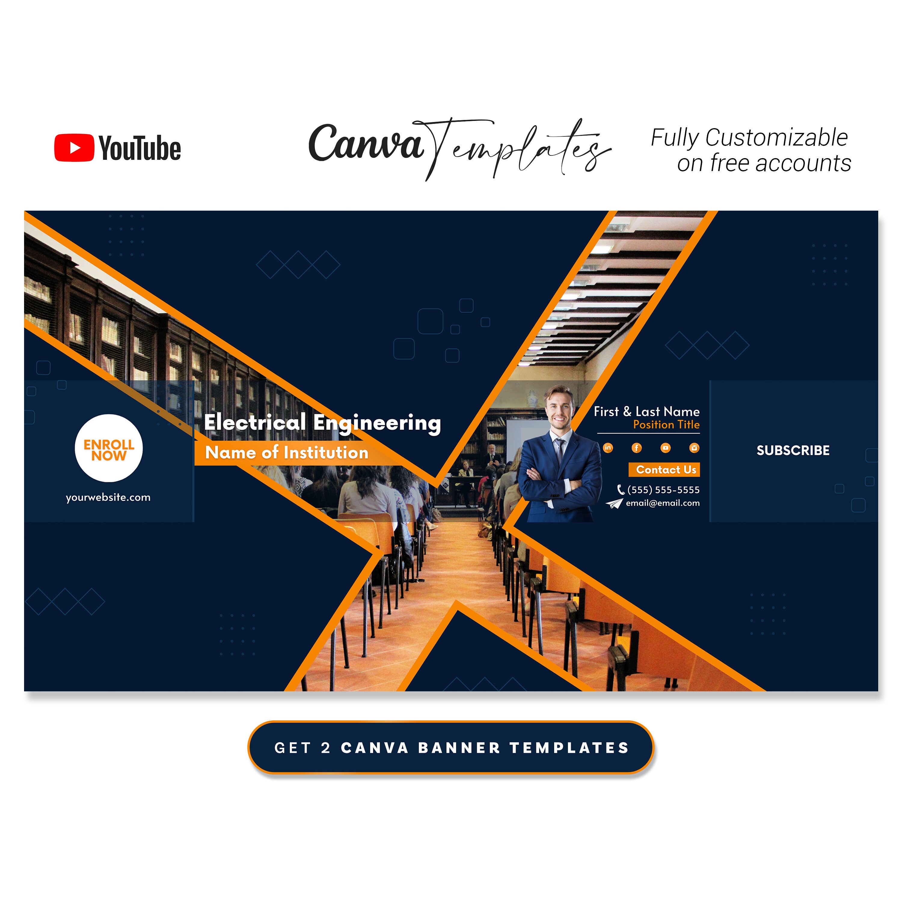 Youtube Channel, INSTANT DOWNLOAD, Canva Template, Banner, Fully ...