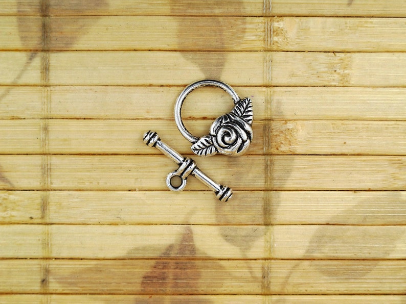 Silver Toggle Clasp. Antique Silver Metal Flower Clasp. Rose - Etsy