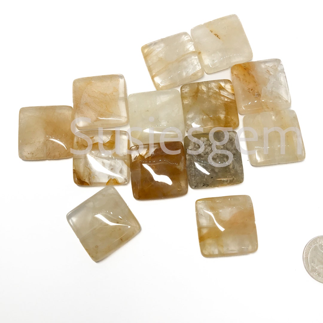 Natural Golden Rutilated Quartz Square Beads 30mm. Good Focal Beads ...