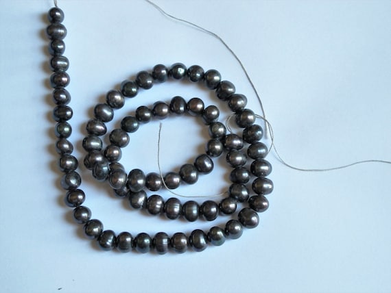 Freshwater Pearl Iridescent Gray Potato Beads. Fine Pearl | Etsy