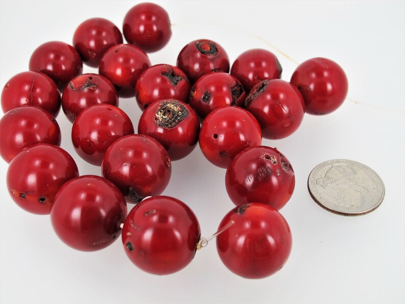 Red Coral Beads. Large Red Coral Round Beads. 20-21mm. One - Etsy