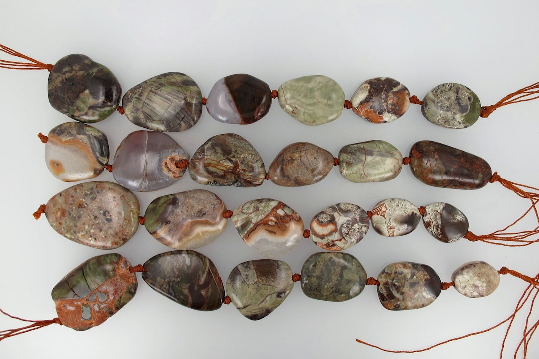 Colorful Jasper Pebble Beads.creek Jasper. Multi Color Stone. Natural ...