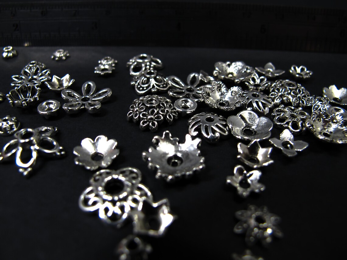 Mixed Silver Metal Caps. Silver Flower Bead Caps. Bali Bead | Etsy
