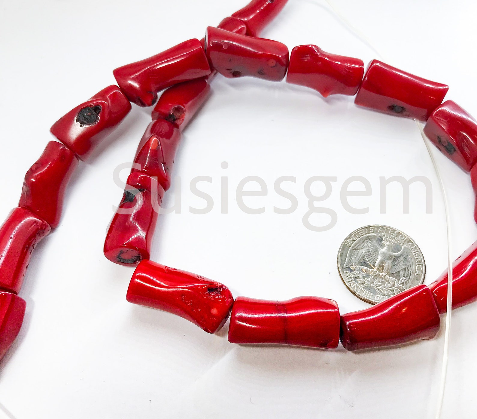 Red Coral Branches, Stick Coral Center Drilled, Chunky Red Coral Beads ...