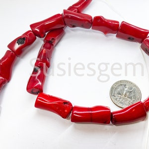 Red Coral Branches, Stick Coral Center Drilled, Chunky Red Coral Beads ...