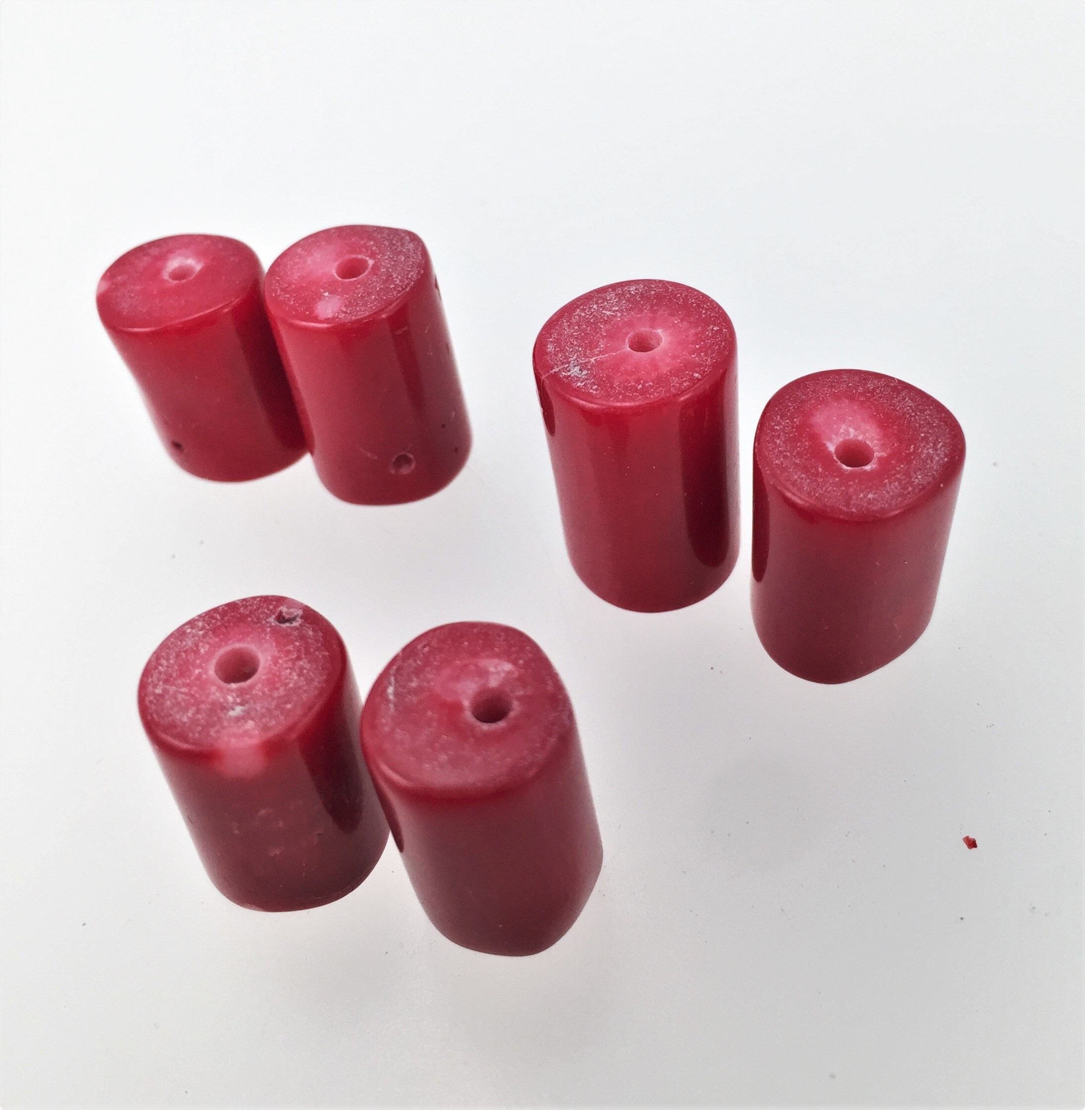 Red Coral Tube Beads. Chunky Coral Beads. SIX Pieces. DIY | Etsy