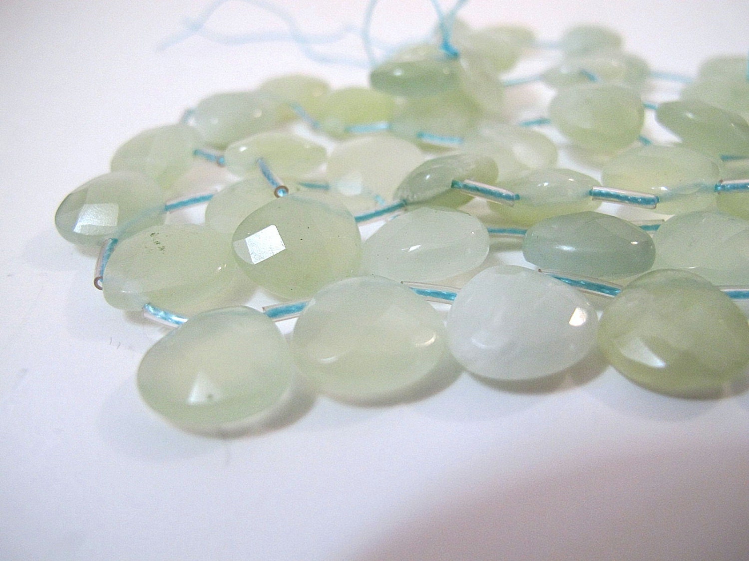 Light Green Serpentine Faceted Briolette Beads 12mm, New Jade Heart ...