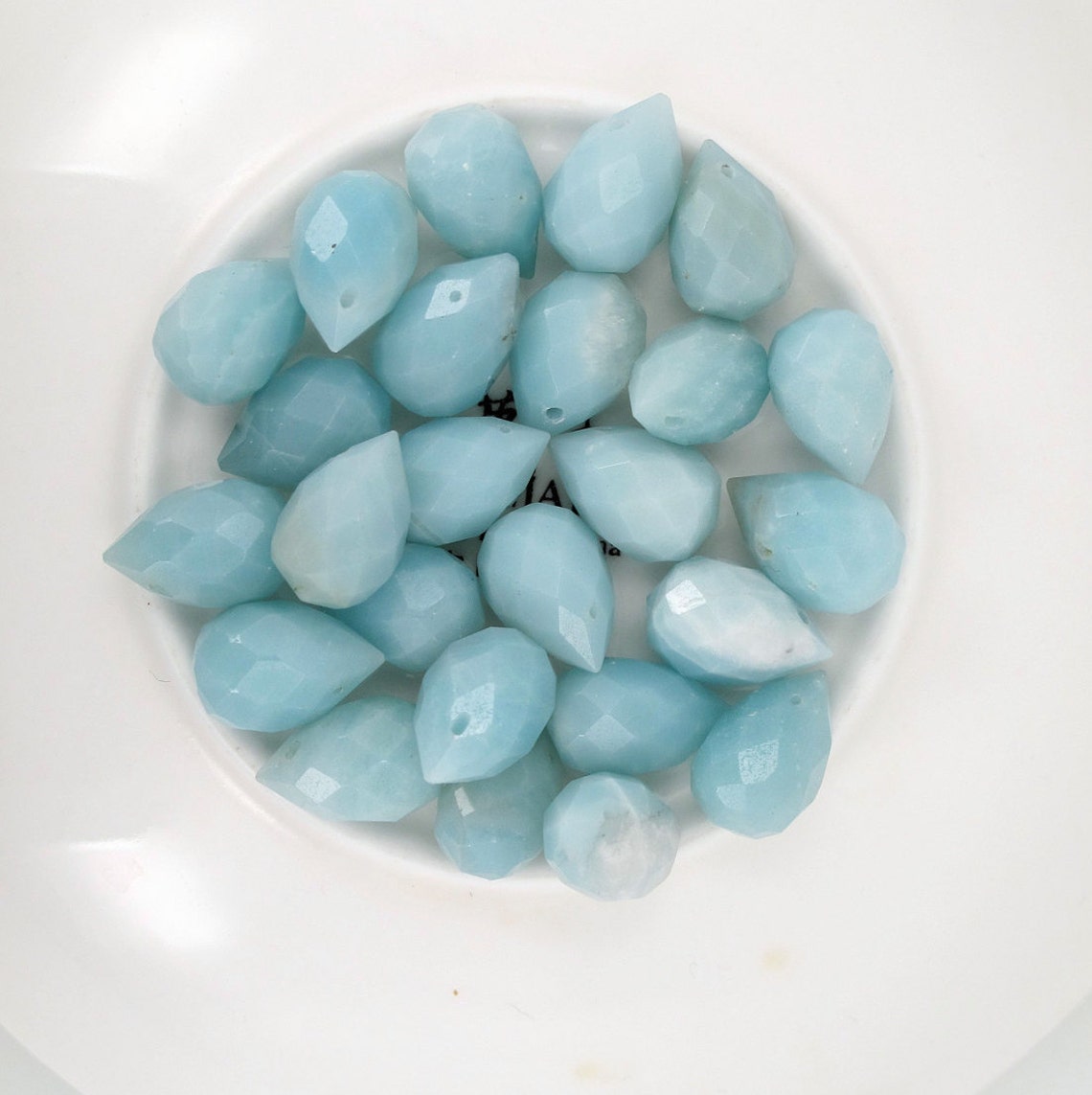 Amazonite Teardrop Beads 10x15mm.icy Blue. Side Drilled. Faceted.rustic ...