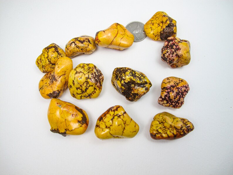 Yellow howlite nuggets. Chunky Gemstone beads. DIY loose | Etsy