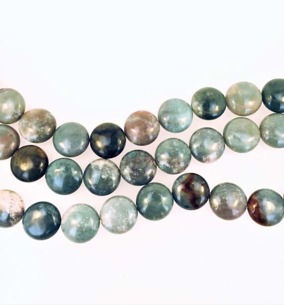 Indian Agate Puff Coin Beads Natural Multi Color Gemstone | Etsy