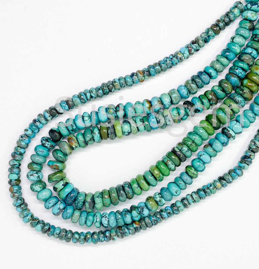 Natural Turquoise Rondelle Beads 3x6mm/4x8mm/4x9mm. Genuine Blue and ...