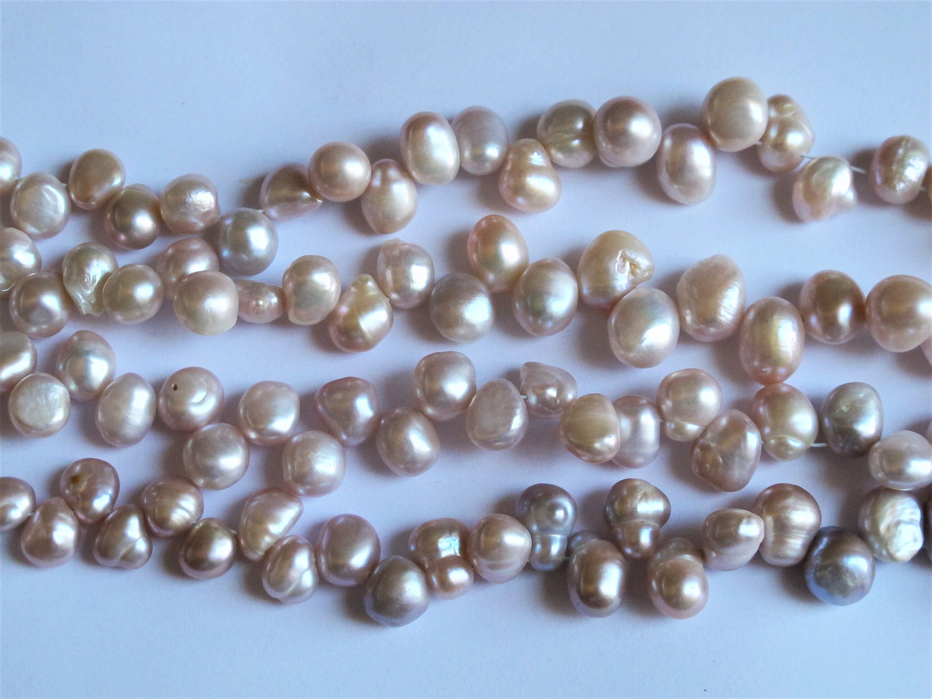 Freshwater Pearl Top Drilled Champagne Graduated Potato Beads 8-12mm ...