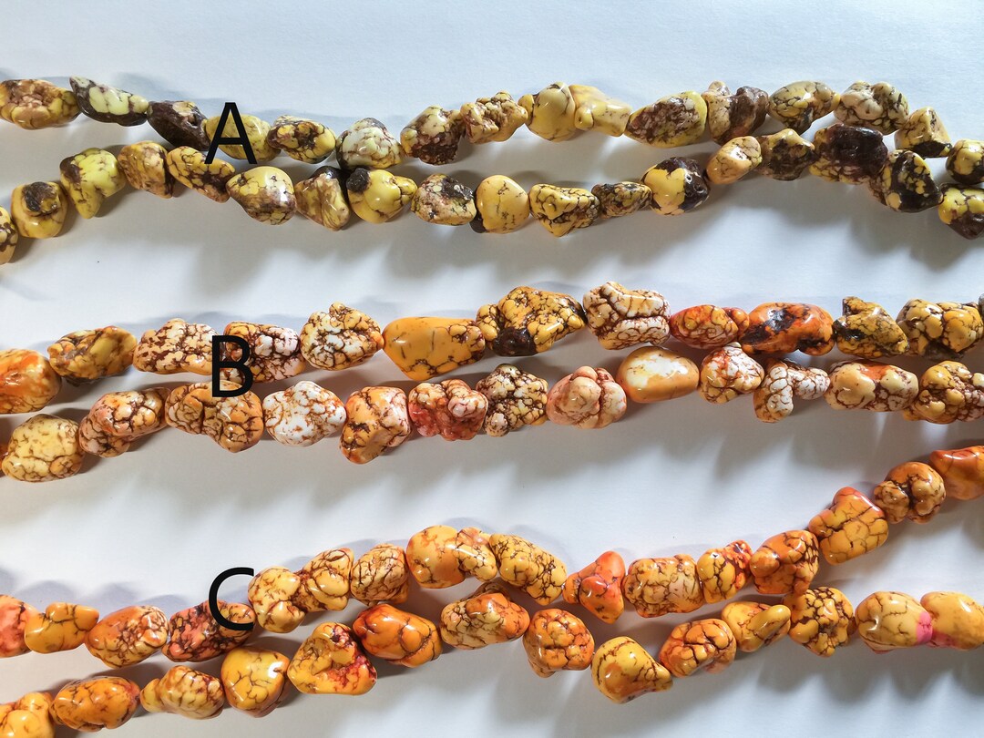 Yellow /orange/ Golden Magnesite Turquoise Nuggets. Magnesite Gemstone ...
