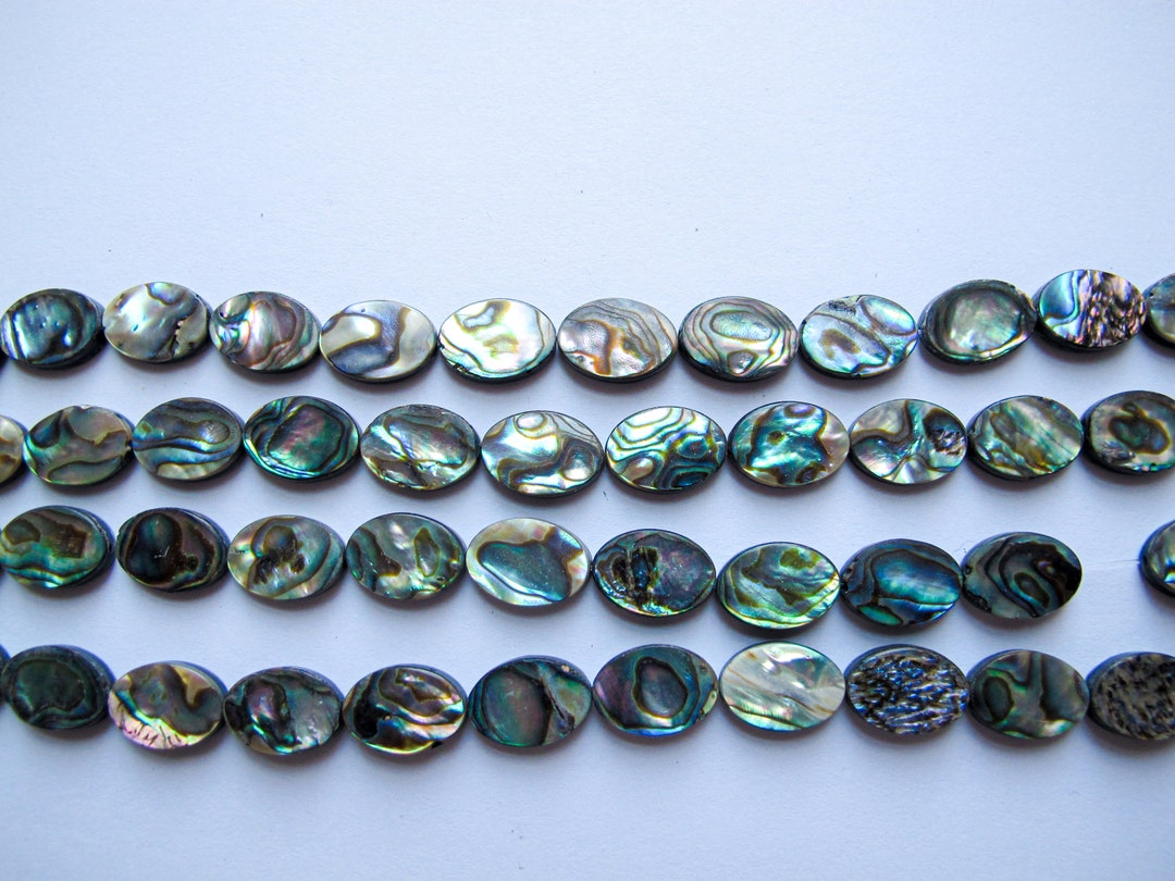 Natural Paua Abalone Shell Oval Beads. Double-sided Abalone Shell Beads ...