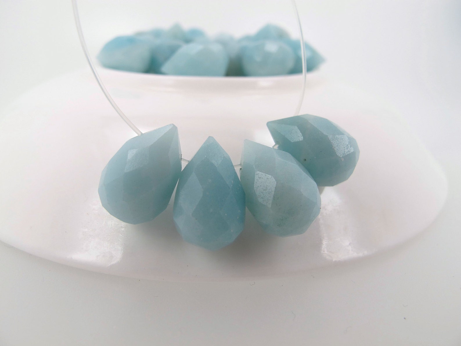 Amazonite Teardrop Beads 10x15mm.icy Blue. Side Drilled. Faceted.rustic ...