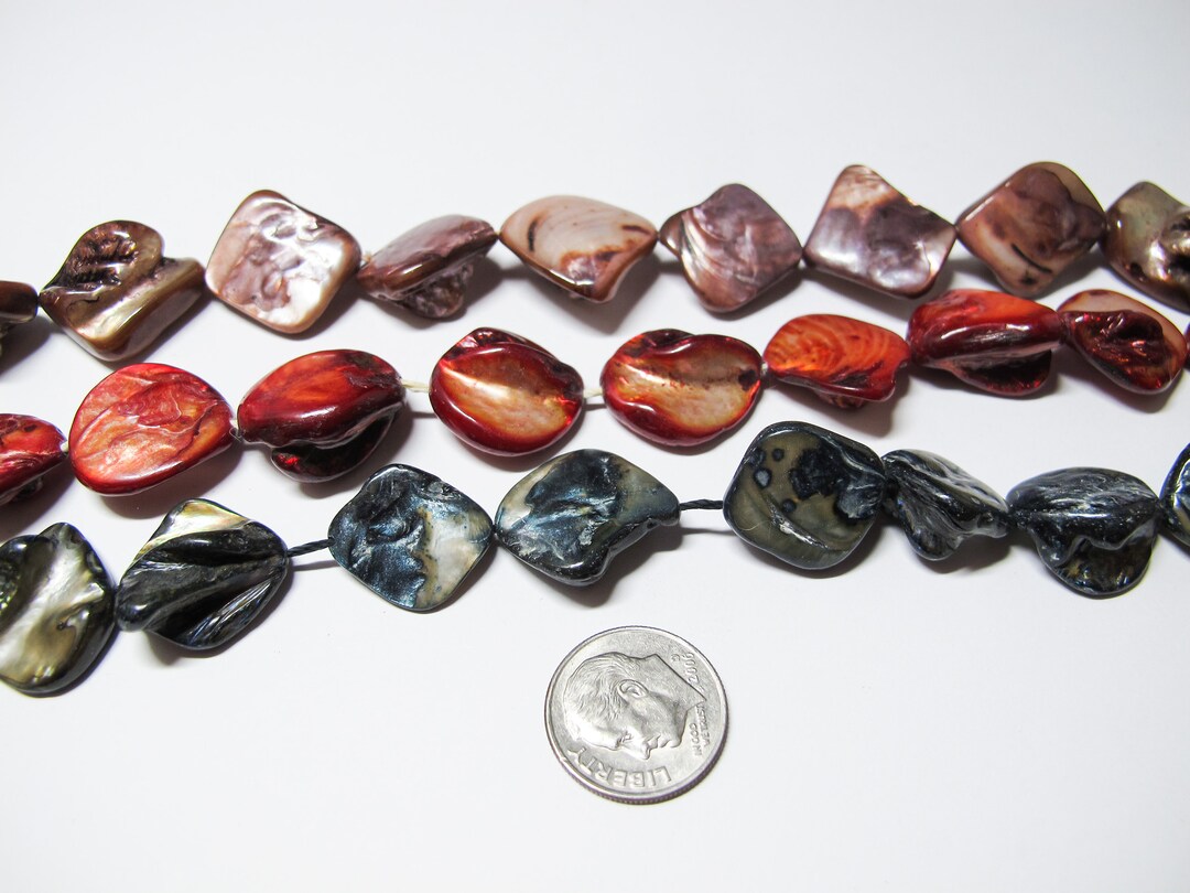 Dyed Shell Freeform Nugget Beads 16mm. Purple/deep Blue/red Shell ...