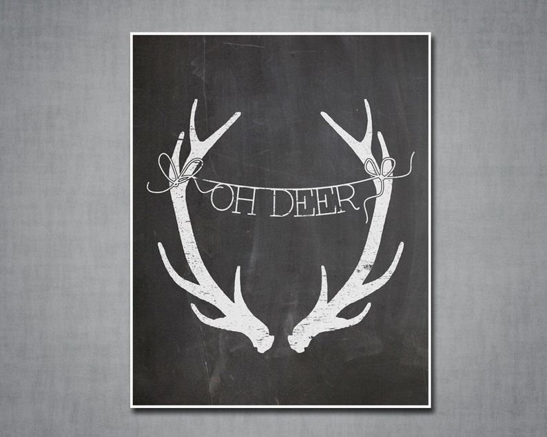 Oh Deer - Chalkboard Art Print - Etsy