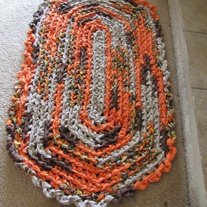 Orange, Brown, Tan Handmade Crocheted Rag Rug CP218 - Etsy