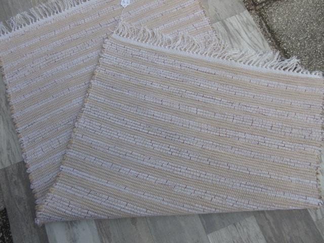 Woven Rag Rug. Two Shades of Tan With Sprinkles of Brown. Measures 25 ...