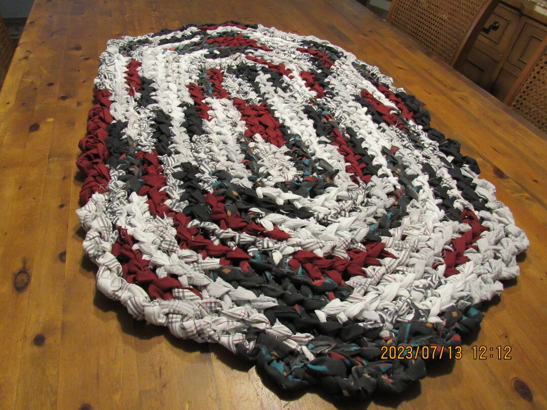 Gray, Black, White, Wine Handmade Crocheted Rag Rug CP303 - Etsy