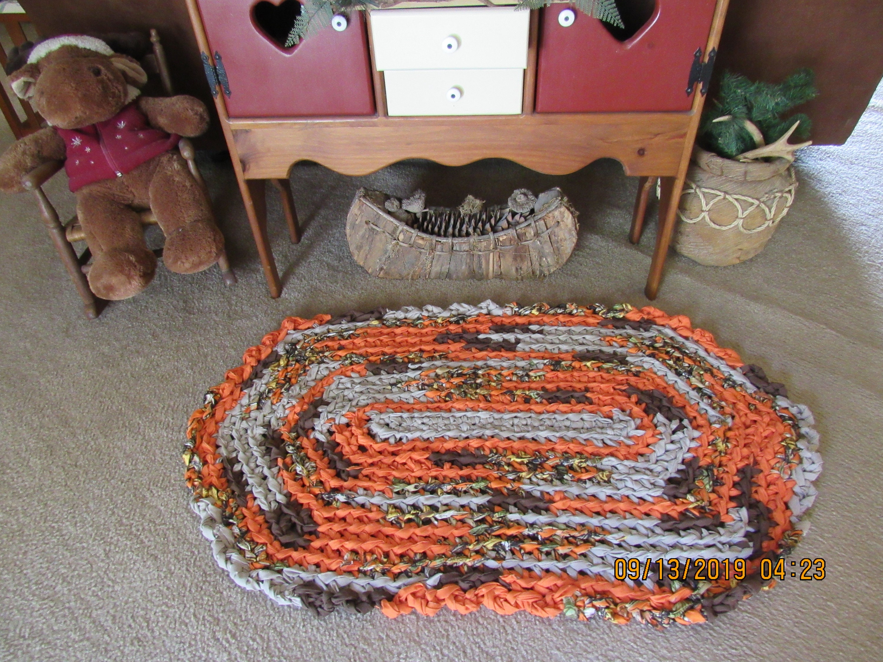 Orange, Brown, Tan Handmade Crocheted Rag Rug CP218 - Etsy