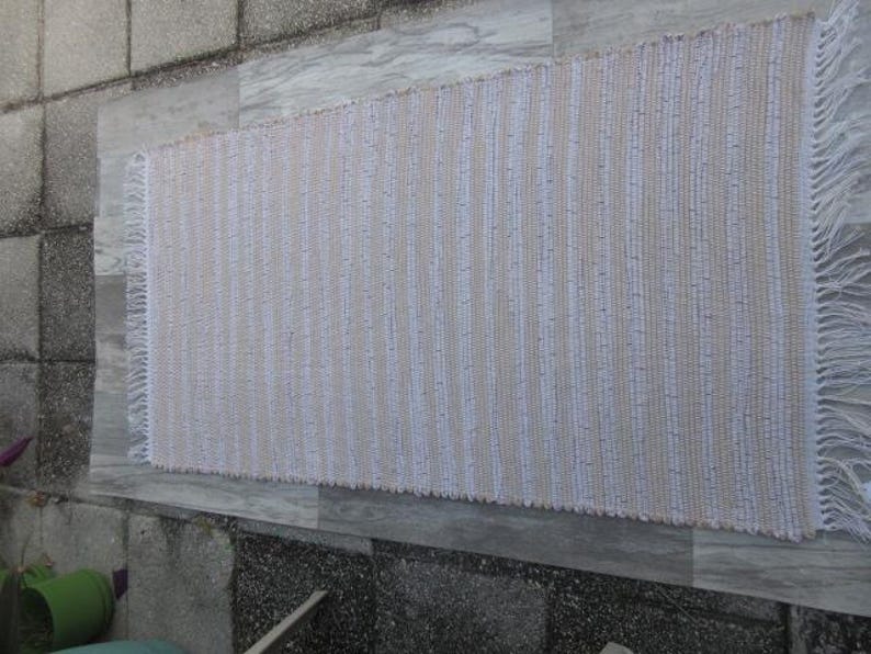 Woven Rag Rug. Two Shades of Tan With Sprinkles of Brown. Measures 25 ...