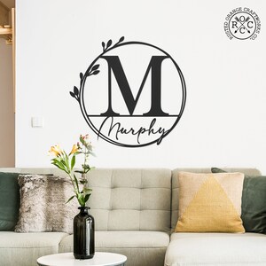 Floral Leaves - Outdoor Monogram Wreaths for Front Door - Monogram Wall ...