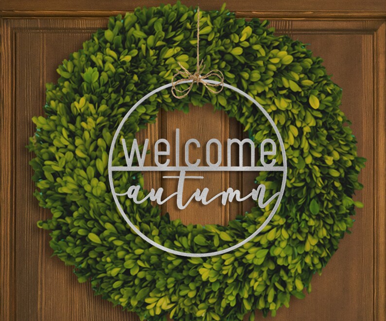 RUSTED ORANGE Welcome Seasons Metal Circle Home Decor Front - Etsy