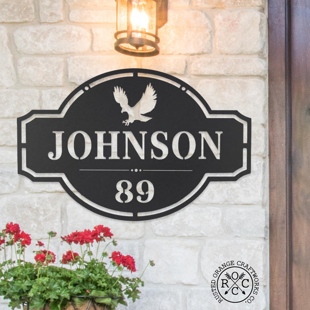 Personalized Metal Address Plaque: Patriotic Eagle House Number Sign ...