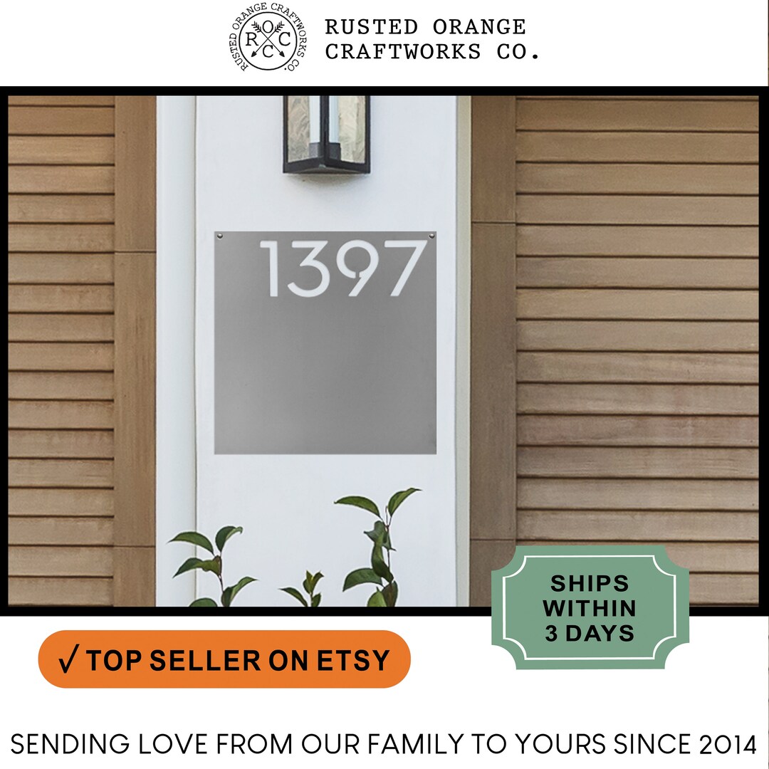Personalized Metal Address Plaque: Rusted Orange, 3 Sizes - Whitehall ...