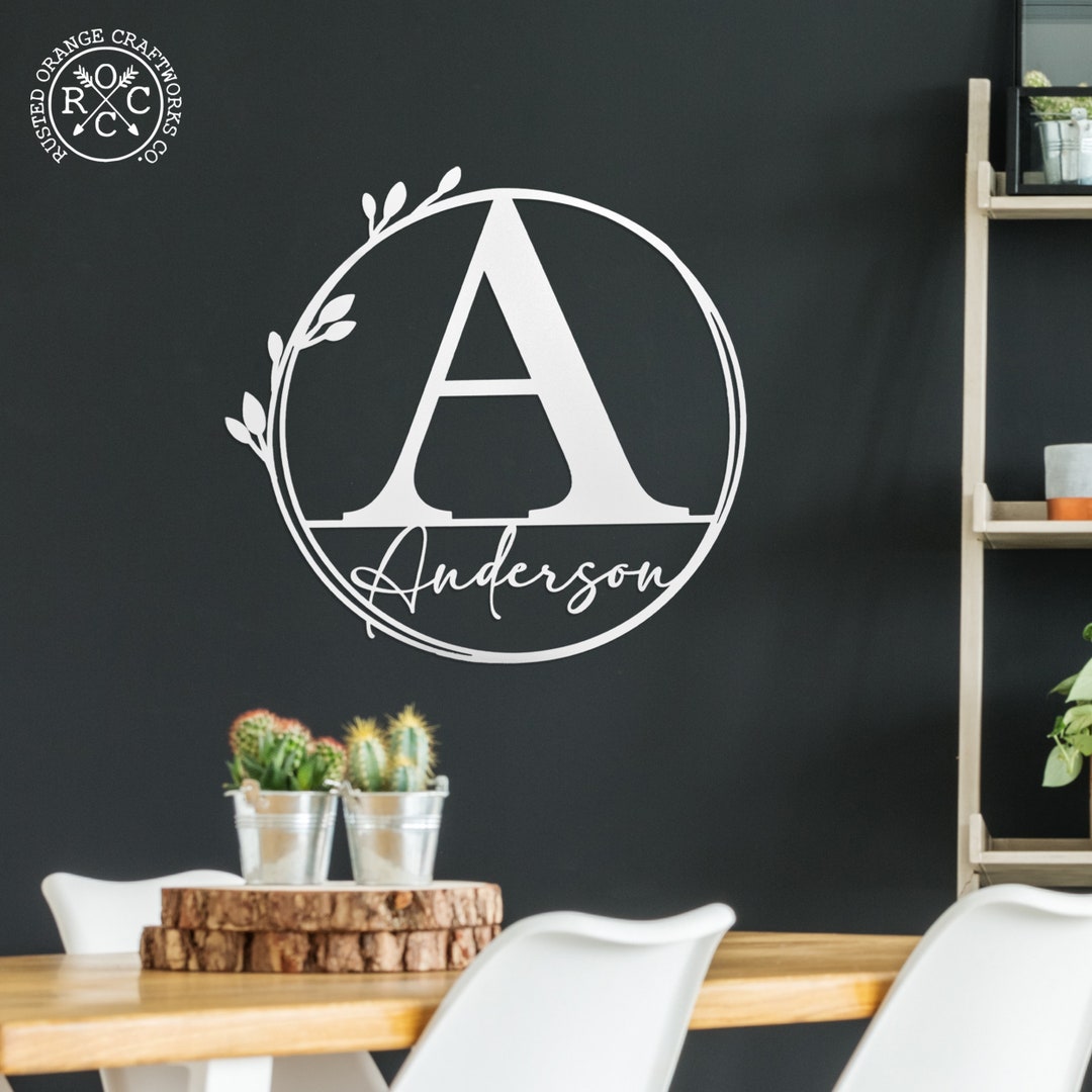 Floral Leaves - Outdoor Monogram Wreaths for Front Door - Monogram Wall ...