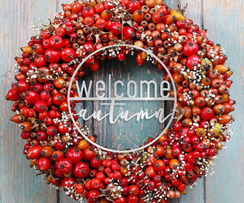 RUSTED ORANGE Welcome Seasons Metal Circle Home Decor Front - Etsy