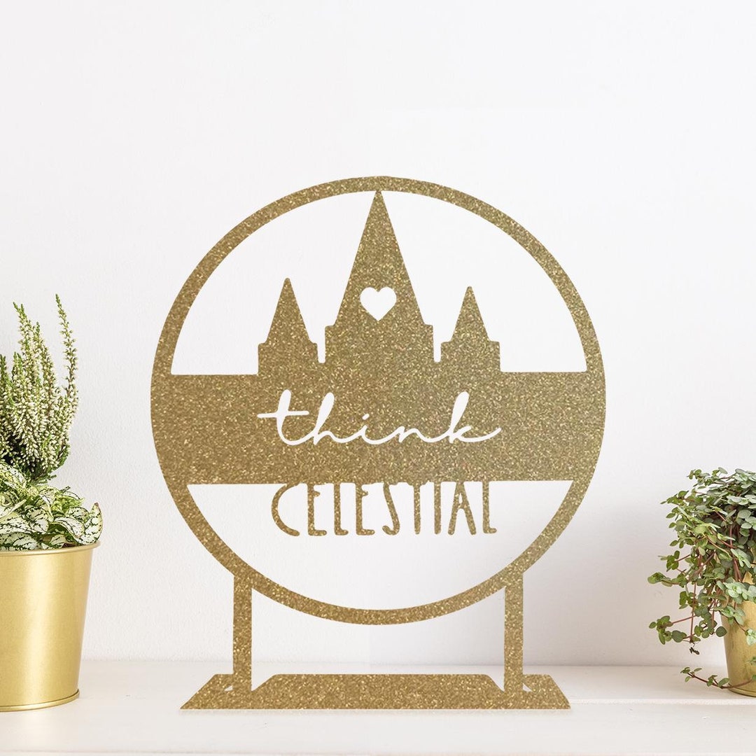 Think Celestial LDS Tabletop Plaque: Temple Silhouette, Christmas Decor ...