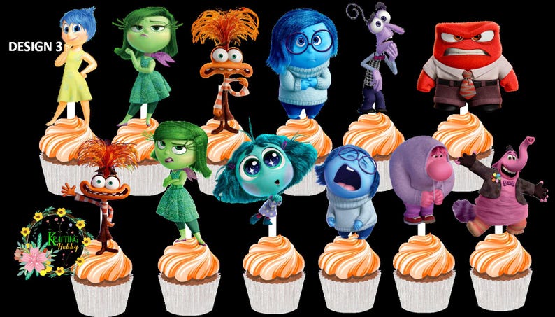 Inside Out Cupcake Toppers L Inside Out Birthday Party Cupcake Toppers ...
