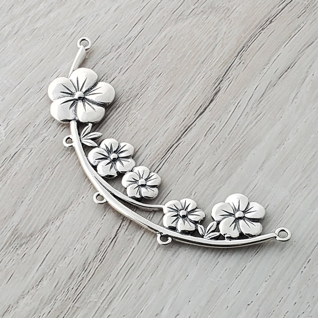 Floral Flower Festoon Pendant Sterling Silver - Etsy