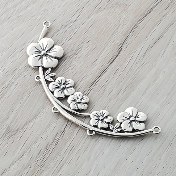 Floral Flower Festoon Pendant Sterling Silver | Etsy