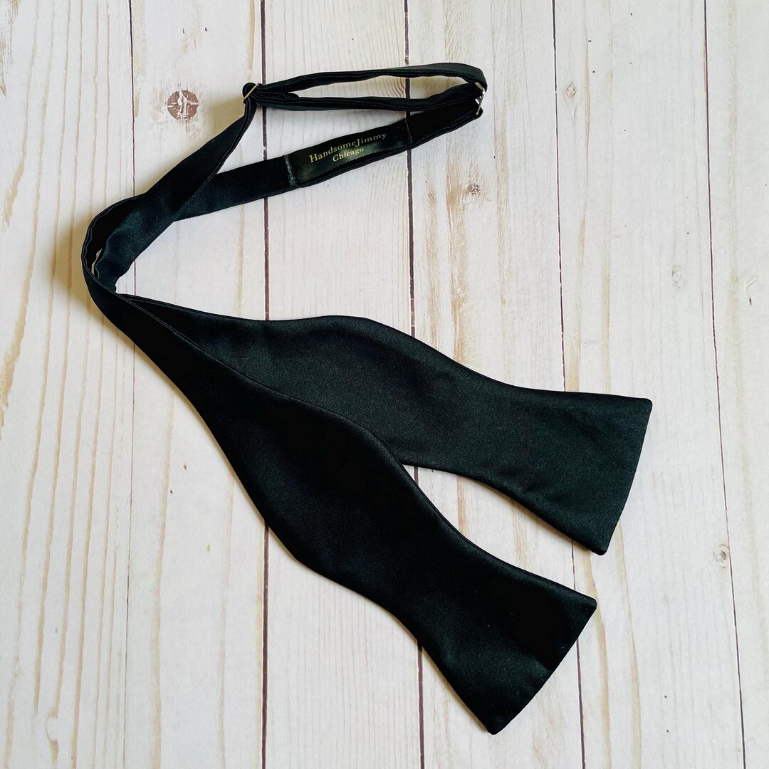 Self Tie Bow Tie Black Satin,groom Wedding Bow Tie, Groomsmen’s Gift ...