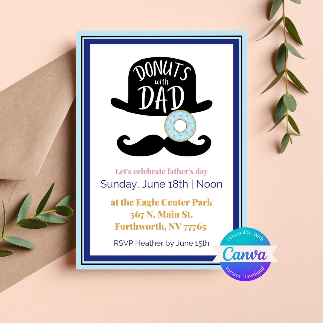 Father's Day Invitation: Donuts With Dad, Editable Canva Template (PDF ...