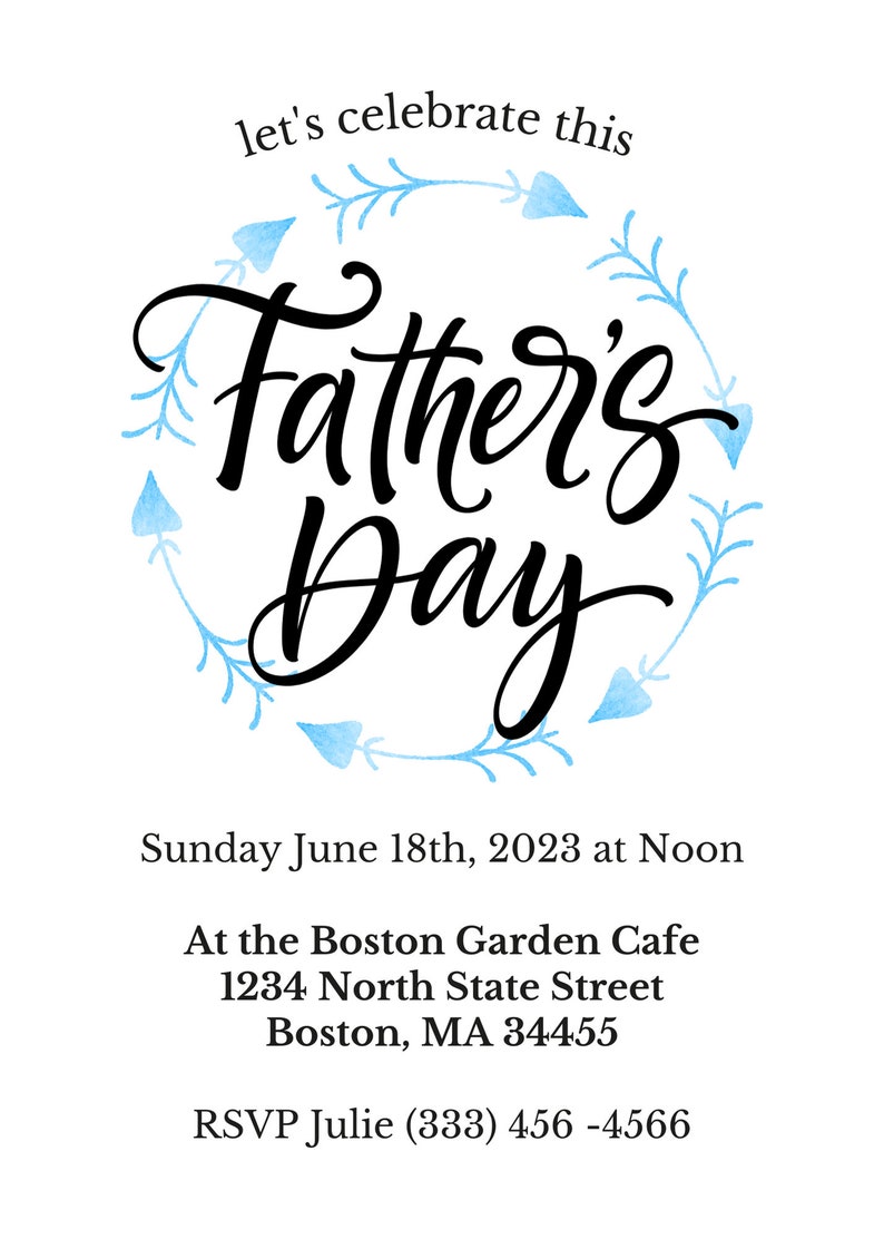 Editable Father's Day Invitation Party With Script Text for a Unique ...