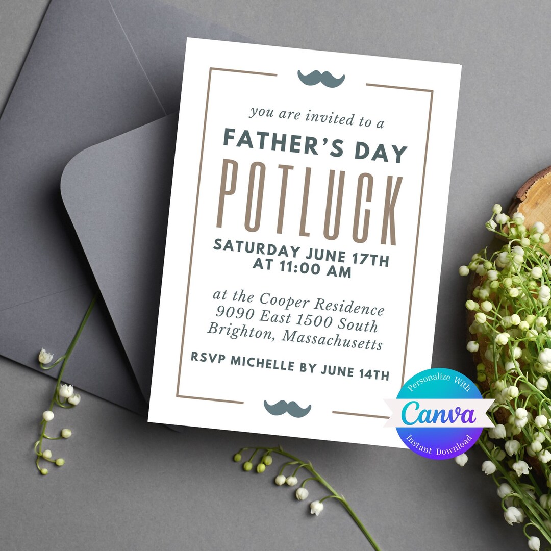 Personalize Father's Day Potluck Invitation Celebrate With the Best Dad ...